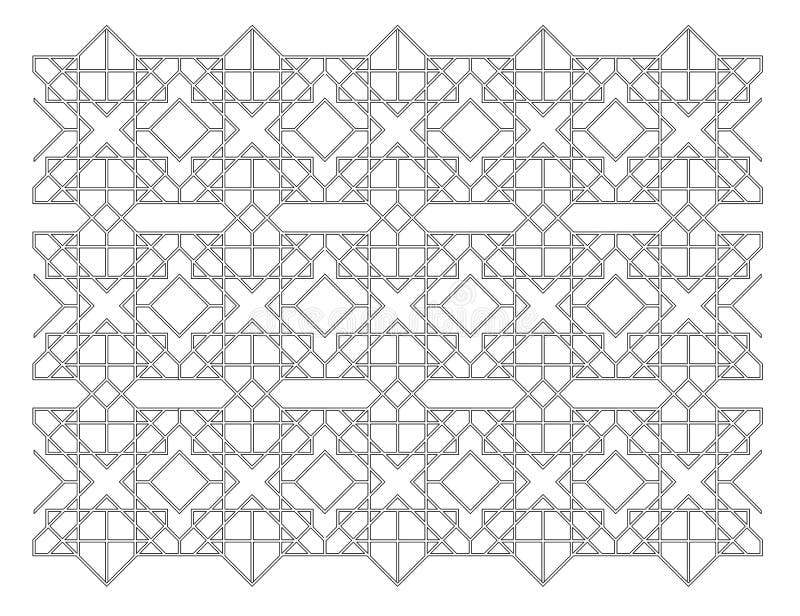 Black and White 2D CAD Drawing of Islamic Geometric Pattern. Stock ...