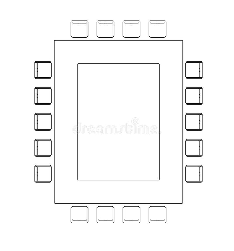 Graphic Drawing of a Meeting Table with Chairs from Above. Stock ...