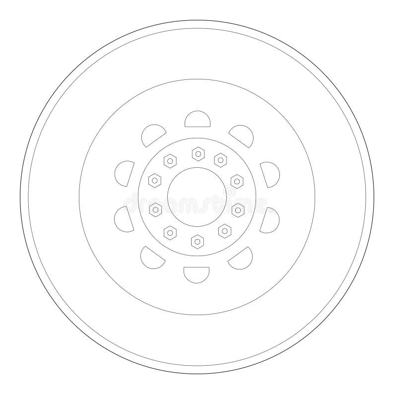 Graphical Drawing of Vehicle Wheels from the Side View. Stock ...