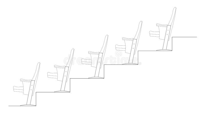Side Elevation of an Auditorium or Cinema Seats Installed on the ...