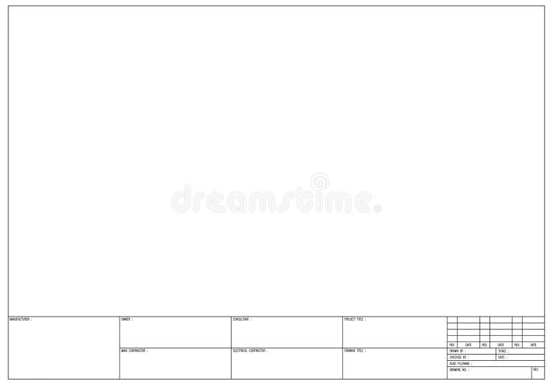 2D Drawing Title Block on White Background. Used To Standardize ...