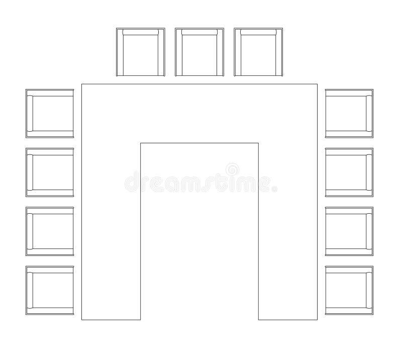 Graphic Drawing of a Meeting or Conference Table with Chairs from Above ...