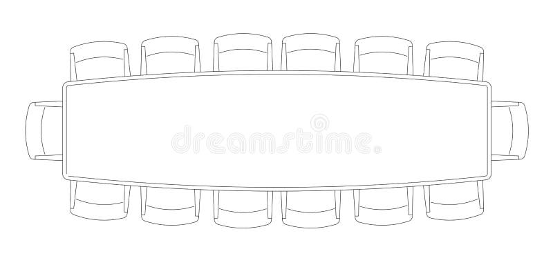 Graphic Drawing of a Meeting or Conference Table with Chairs from Above ...
