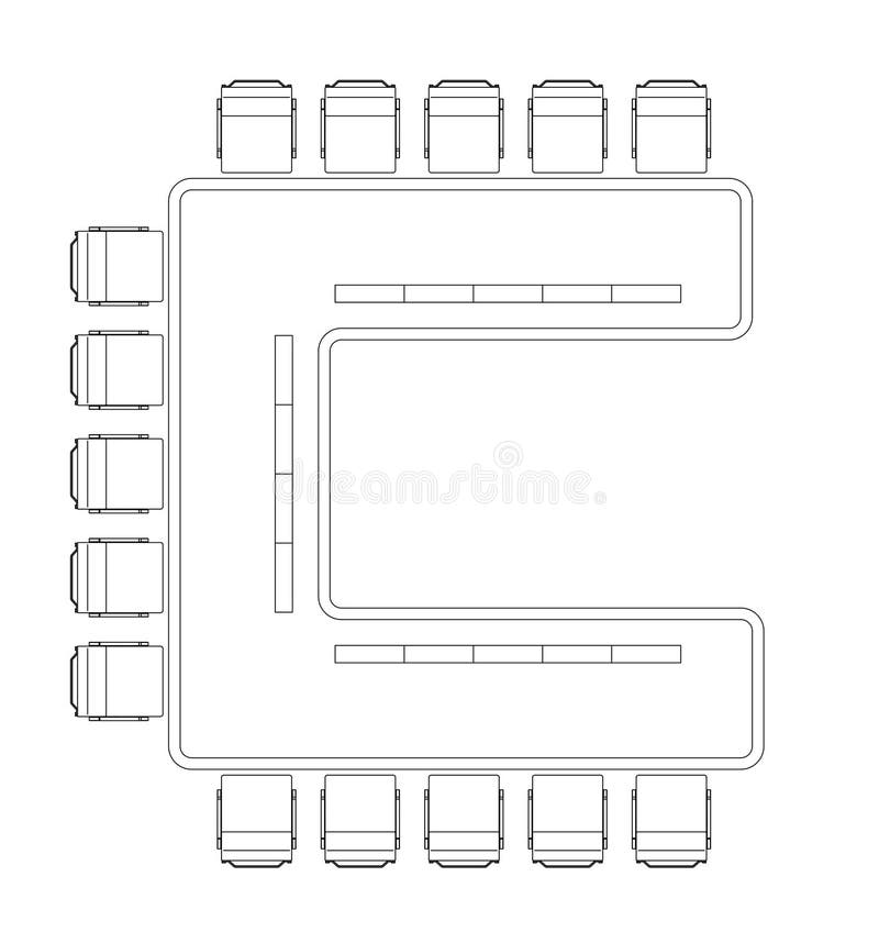 Graphic Drawing of a Meeting or Conference Table with Chairs from Above ...