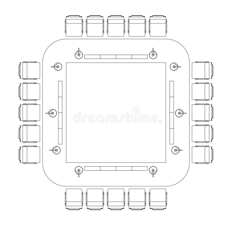 Graphic Drawing of a Meeting or Conference Table with Chairs from Above ...