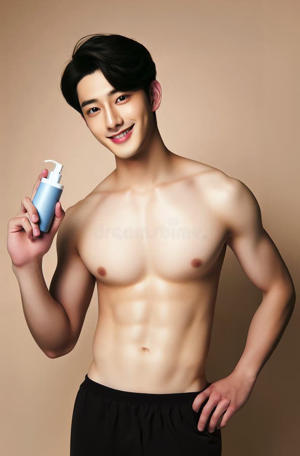 Model Advertising Cream and Cosmetics for Men Stock Illustration ...