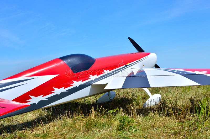 Model Airplane on a Background of Blue Sky Stock Photo - Image of model ...