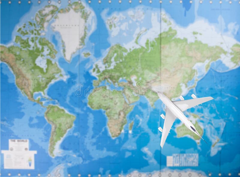 Model Airplane Flying Over World Map Stock Photo - Image of geography ...