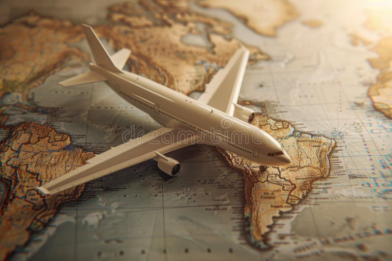 Model Airplane Resting on a Map, Suitable for Travel Concepts Stock ...