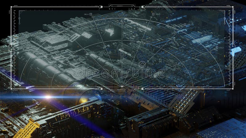 Model of Alien Sci-fi City with Optical Flares and HUD Stock ...