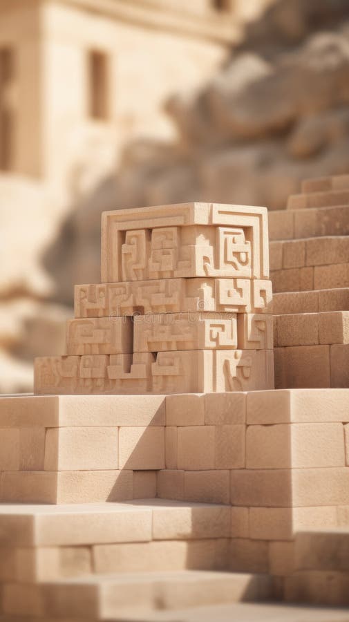 A Model of an Ancient Building Made Out of Bricks Stock Illustration ...