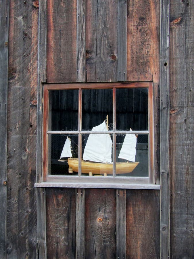 Model of Ancient Ship Behind Old Window Stock Image - Image of cargo ...