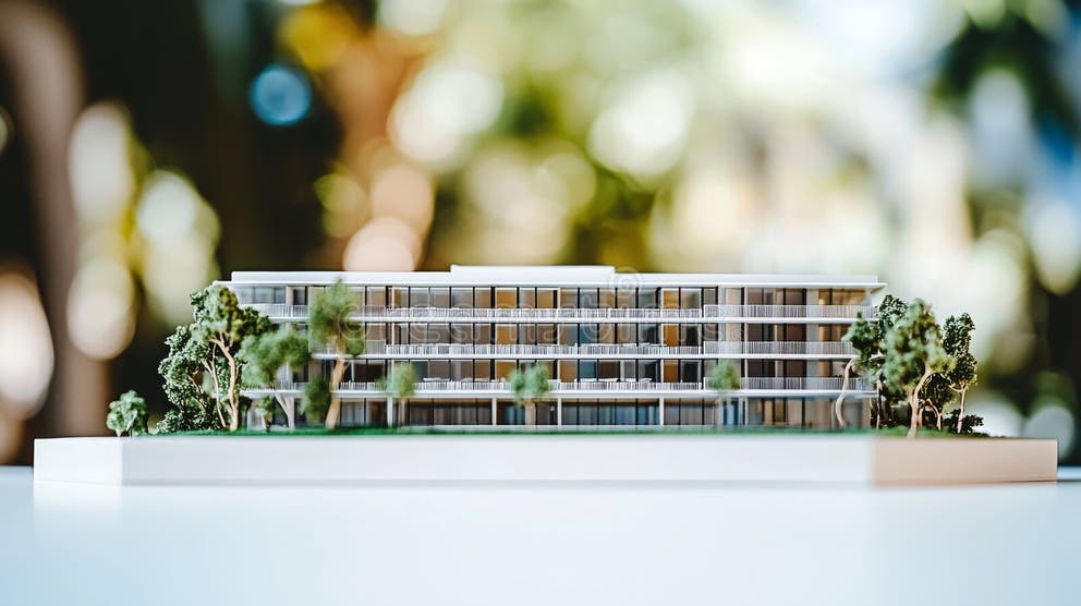 Model of an Apartment Complex with Greenery Made from Wood. Stock Image ...