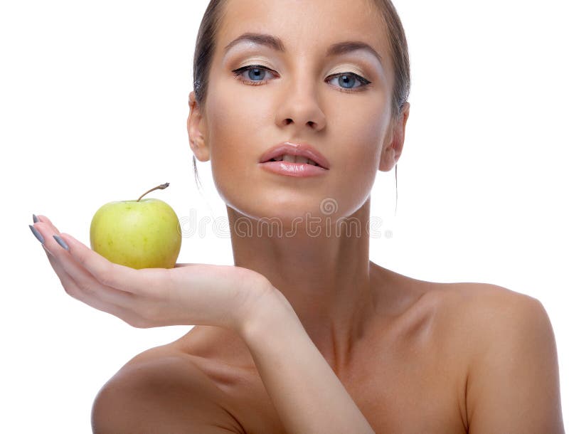 Model with apple stock photo. Image of caucasian, people - 7045502