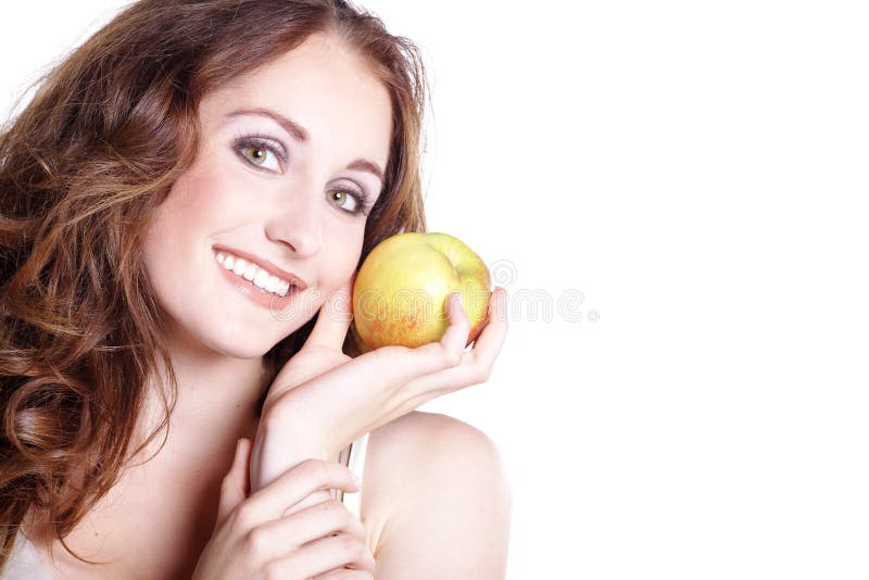 Model with apple stock image. Image of female, green - 38755107