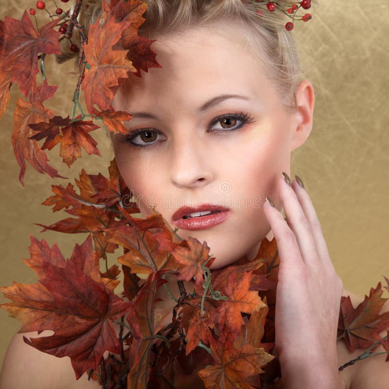 Model in autumn style stock image. Image of closeup, attractive - 40009047