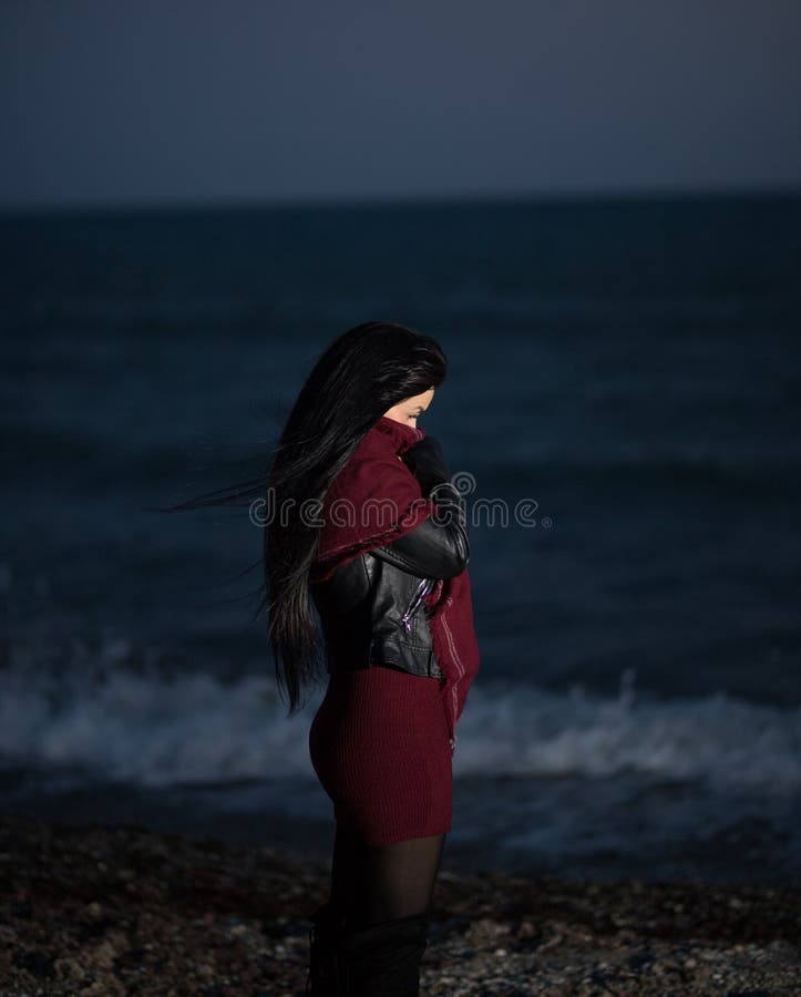 A model on the beach stock photo. Image of smiling, blowing - 114198670