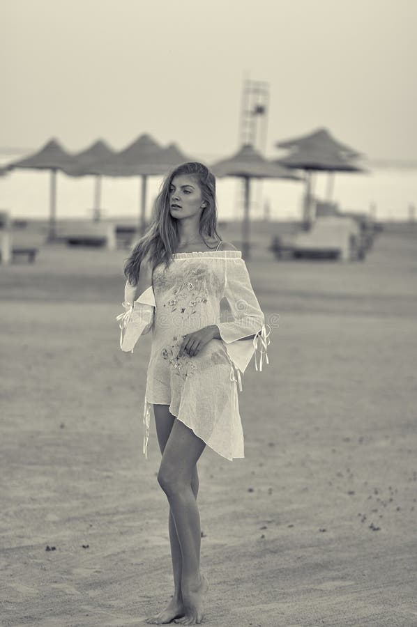 Model on the beach stock image. Image of attractive, bikini - 92325845