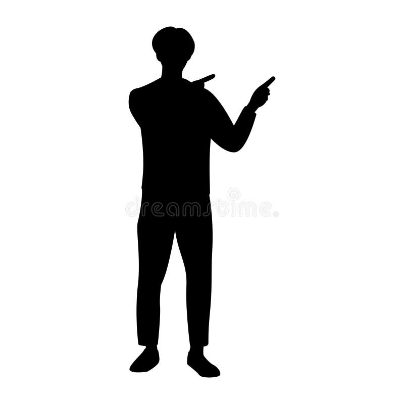 Black Silhouette of a Man Pointing with Both Hands Stock Vector ...