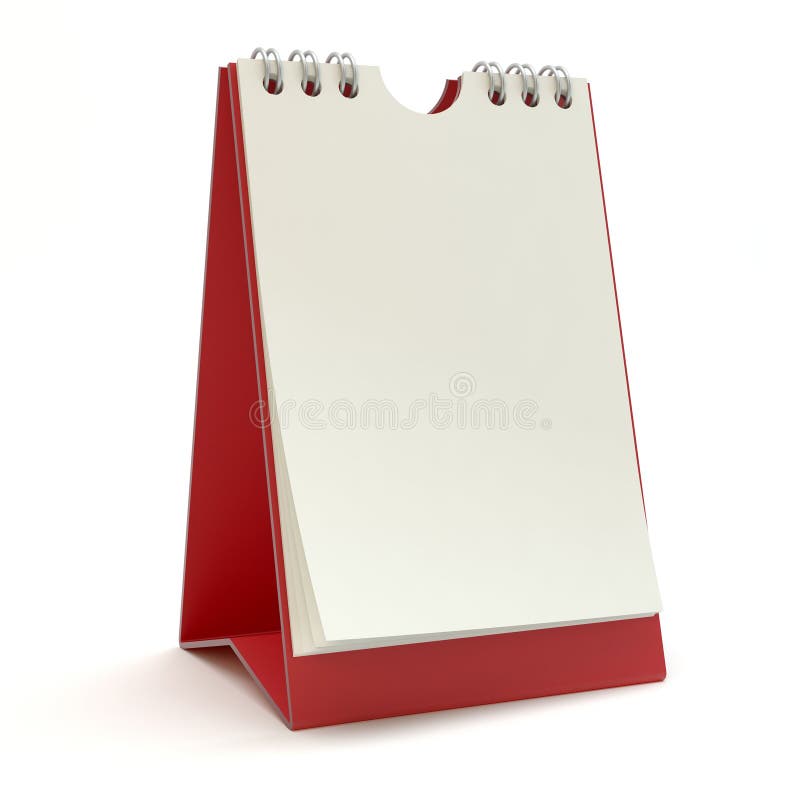 Blank Desktop Calendar, Red and Vertical Version, 3d Illustration Stock ...