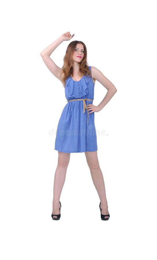 Model in a Blue Dress, Summer Stock Image - Image of clothing, fashion ...