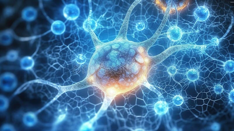 Model of Brain Cells in the Human Body. 3d Illustration Stock ...