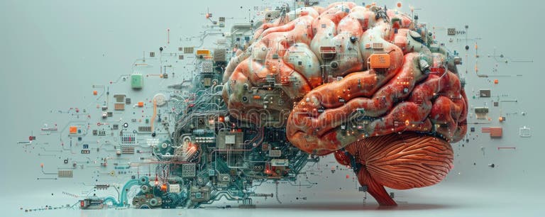 A Model of the Brain with Technological Elements: a Creative Approach Stock Photo - Image of ...