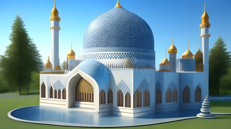 A Model of a Building with a Blue Dome and a Blue Dome Stock ...