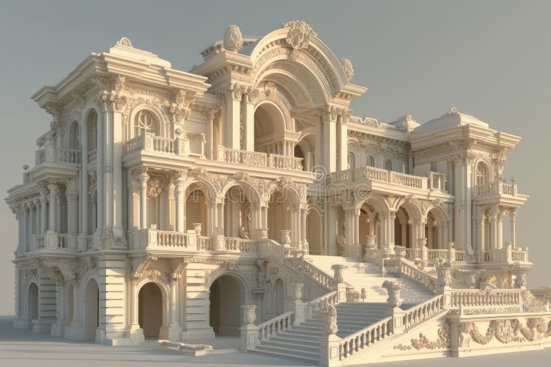 A Model of a Building with a Staircase, 3D Model of a Historic Palace ...