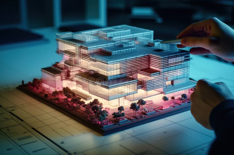 A Model of a Building on a Table. Generative AI Image. Stock ...