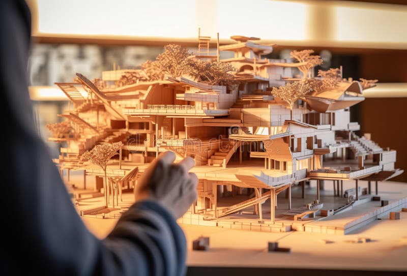 A Model of a Building on a Table. Generative AI Image. Stock ...