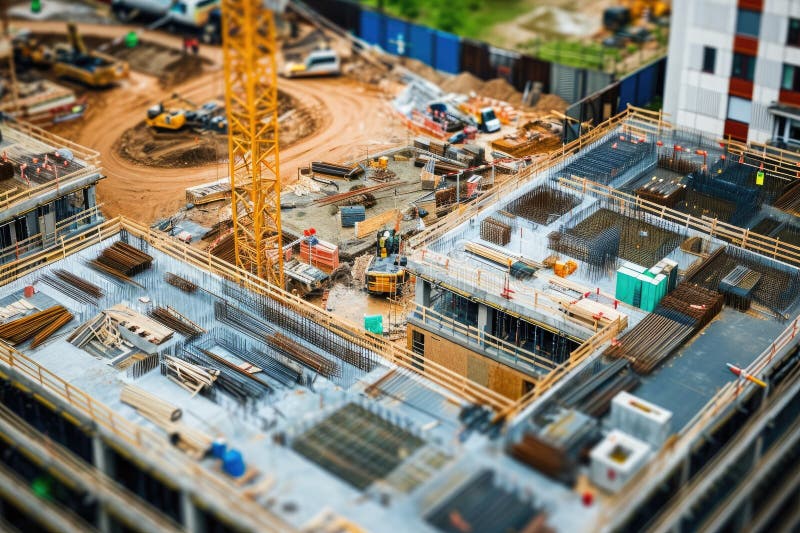 Model of Building Under Construction at Construction Site, an Aerial ...
