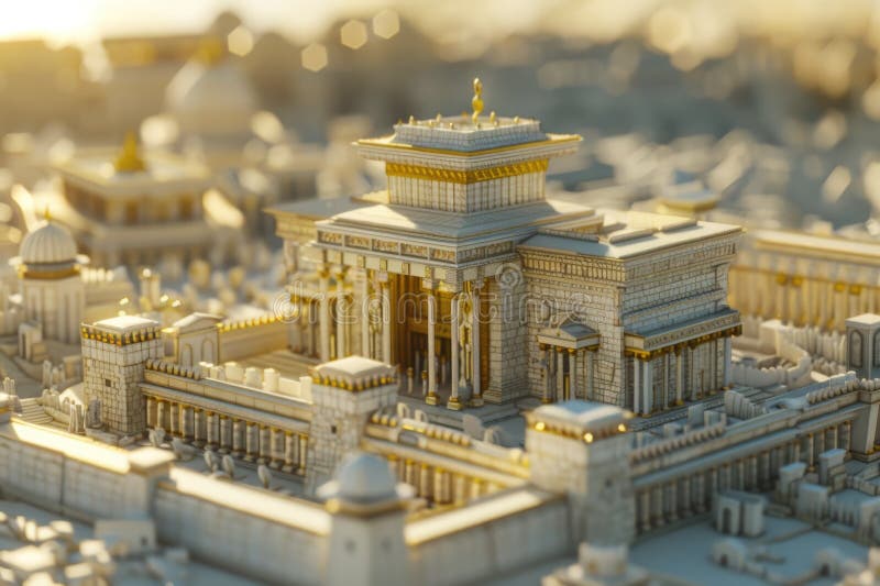 A Model of a Building with a Unique Golden Roof Design Stock ...