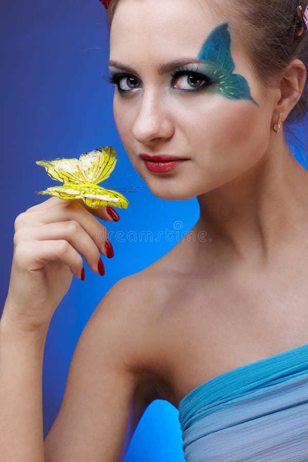 Model with Butterfly Bodyart Stock Photo - Image of sensuality, studio ...