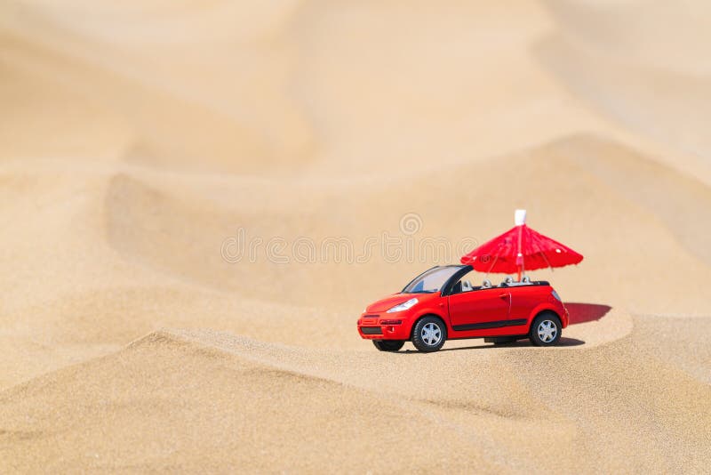 Model Car Convertible in Hot Desert, Summer Travel Theme Stock Photo ...