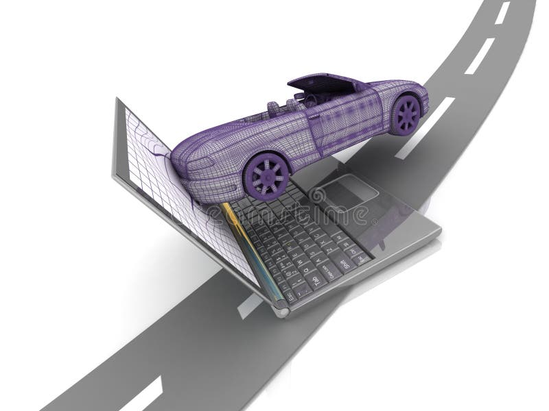 Model car and laptop stock illustration. Illustration of drawing - 21302835