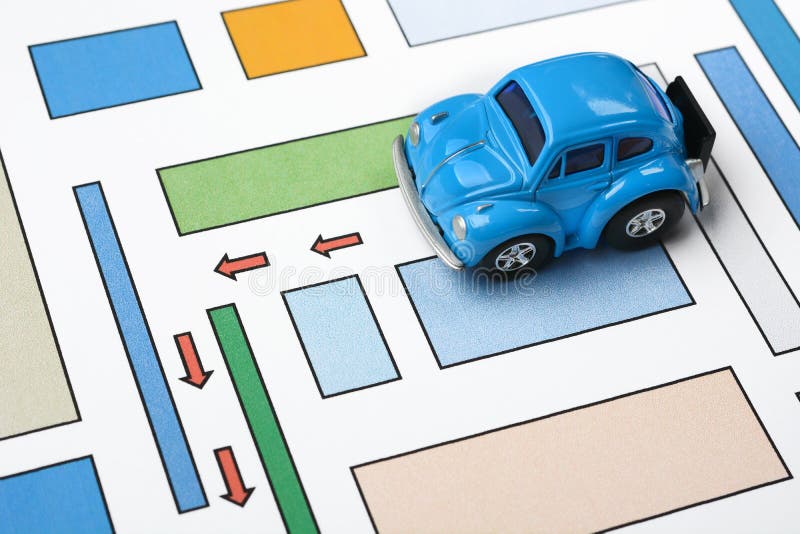 Model of car on road map stock photo. Image of compass - 98898850
