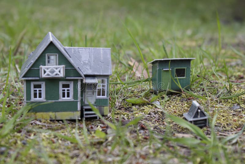 A Model of a Russian Country House with a Barn and a Well. Stock Photo ...