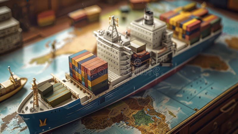 Colorful Container Ship Model World Map Stock Photos - Free & Royalty ...