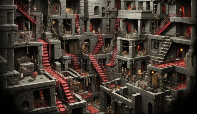 A Model of a Castle with Red Stairs. Generative AI Image. Stock ...
