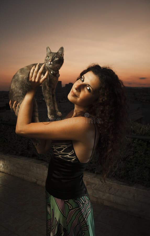 The model and the cat stock image. Image of kitty, hair - 22638843