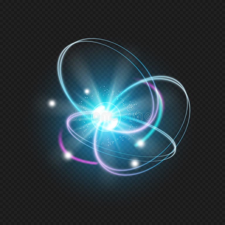 Model of Cell Nucleus, Atom with Neon Light Stock Vector - Illustration ...