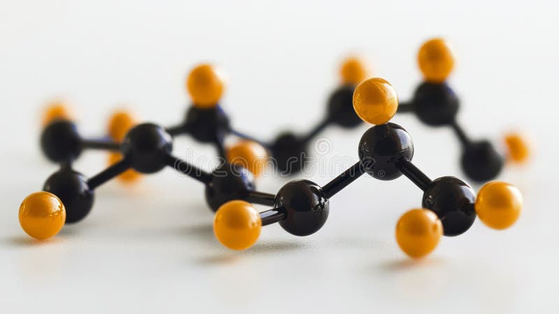 Model of a Chemical Compound with Black and Orange Spheres in a Lab ...