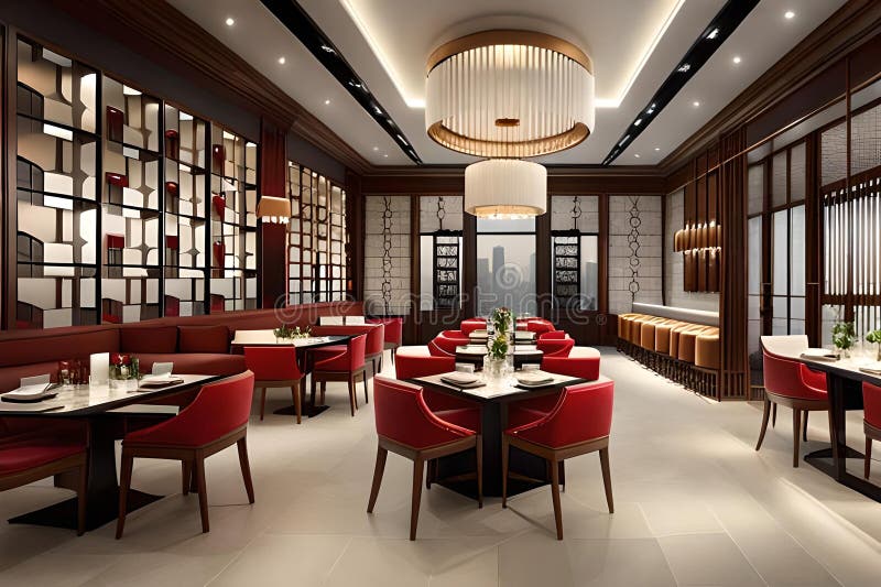Model a Chinese Restaurant Interior 3d Stock Illustration ...