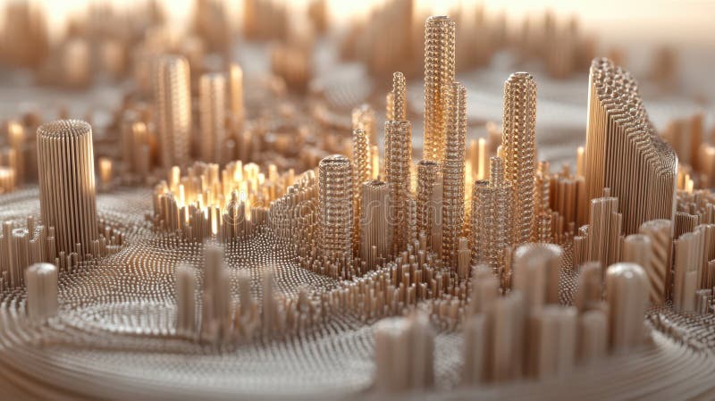 A Model City Constructed from Metal Rods and Wire Displayed on a Table ...