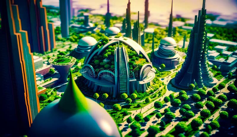 Model of City with Lot of Tall Buildings. Generative AI Stock ...