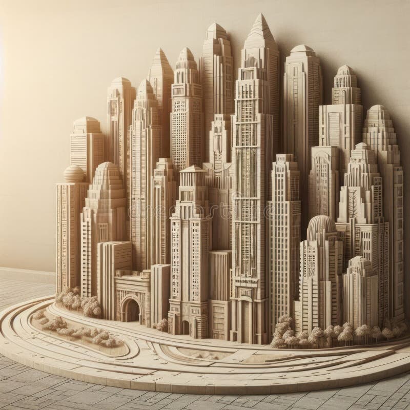 Model of a City with Skyscrapers. 3D Illustration. Stock Illustration - Illustration of house ...