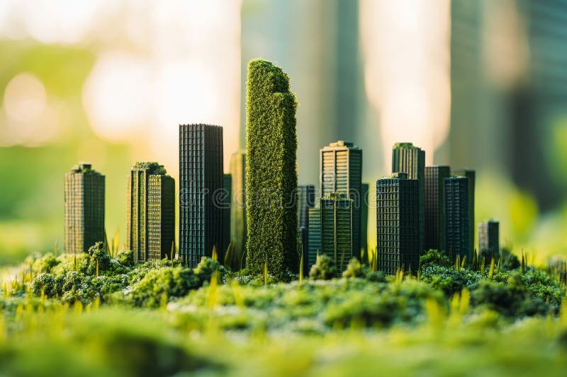 A Model of a City Surrounded by Greenery Illustrates the Concept of ...