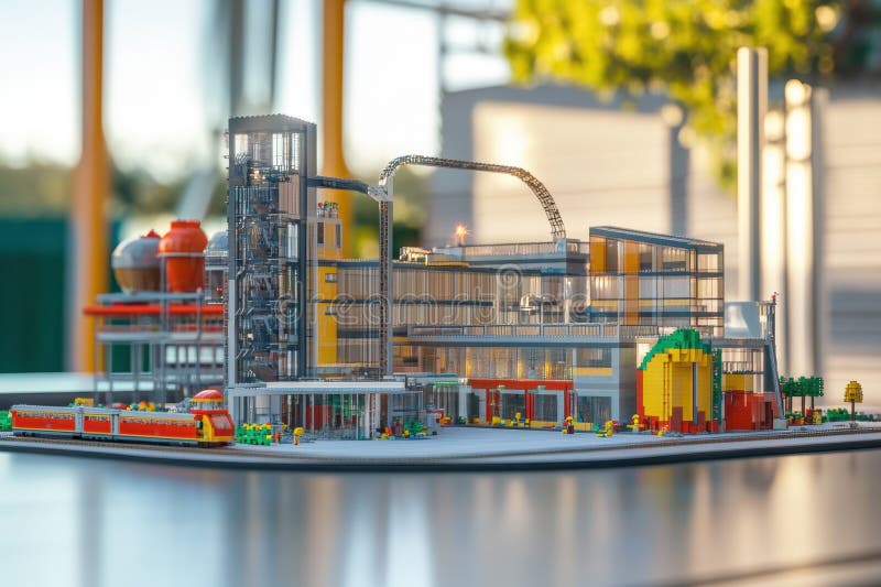 Model of a Colorful Factory Built with Interlocking Plastic Bricks ...