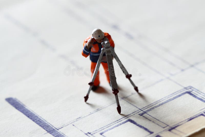 Model Construction Worker Building Plans B Stock Image - Image of plan ...